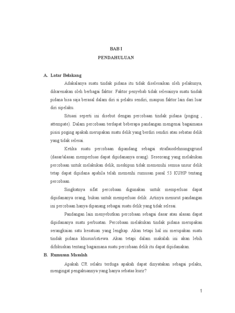 Makalah Percobaan Tindak Pidana | PDF