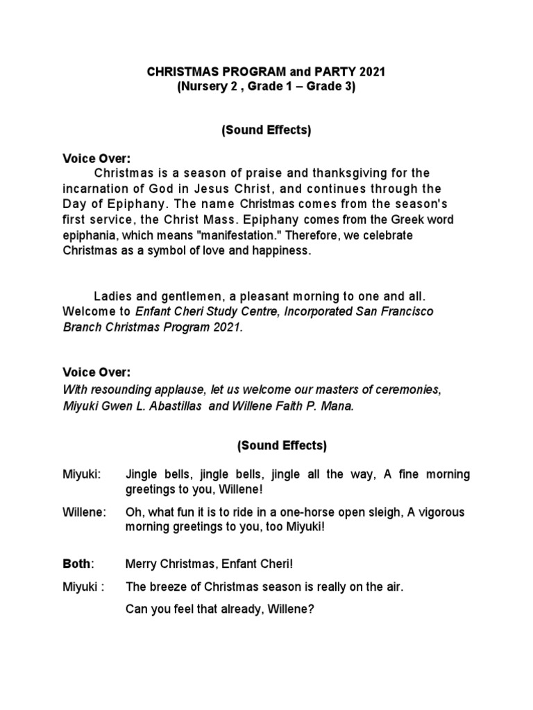 Christmas Program and Party 2021 (Nursery 2, Grade 1 - Grade 3) (Sound ...