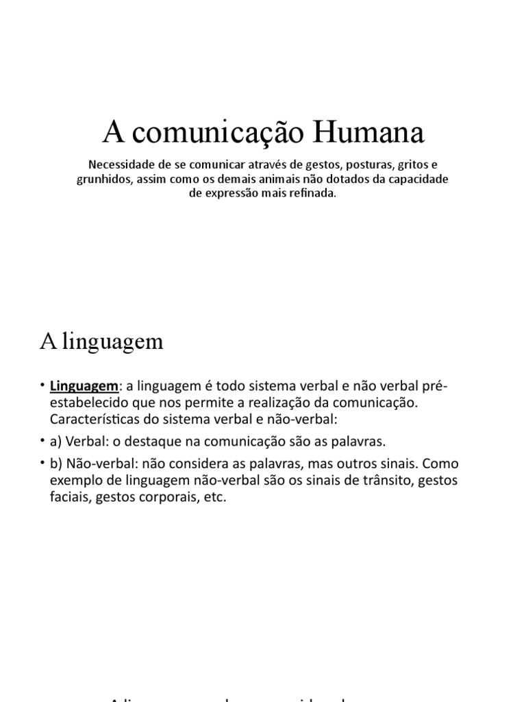 A Comunicação Humana | PDF | Comunicação | Comunicação não verbal