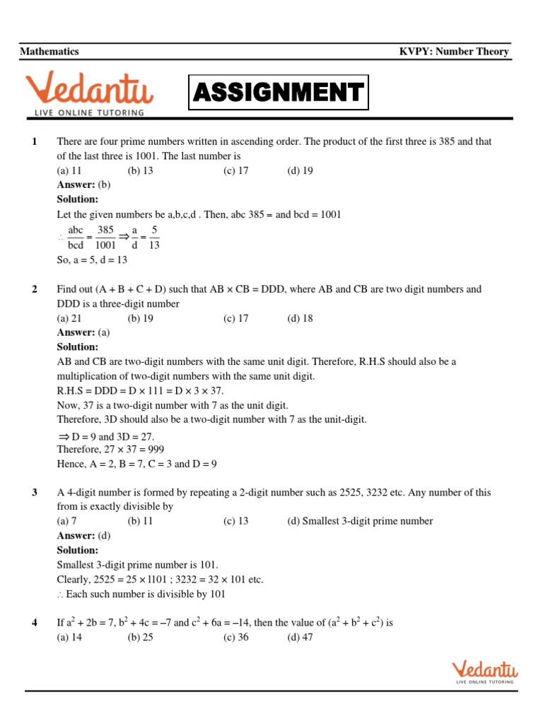 KVPY - Numbertheory Sol. | PDF | Numbers | Factorization