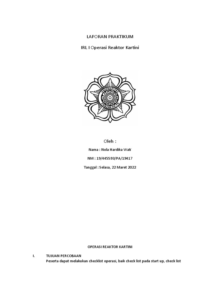 Operasi Reaktor Kartini: Checklist dan Prosedur | PDF | Teknologi ...