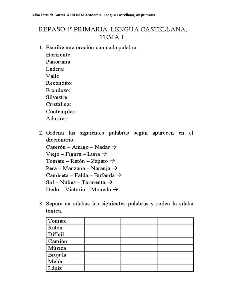 REPASO 4º PRIMARIA Tema 1 Lengua | PDF | Poesía | Ficción general