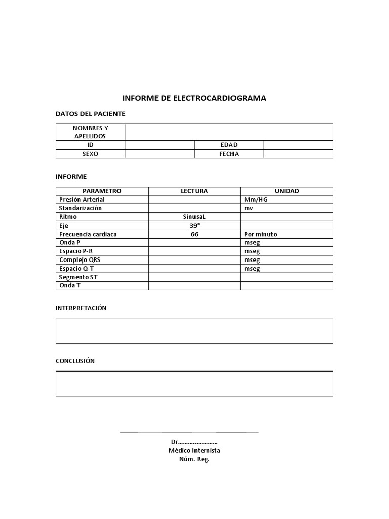Informe de Electrocardiograma | PDF