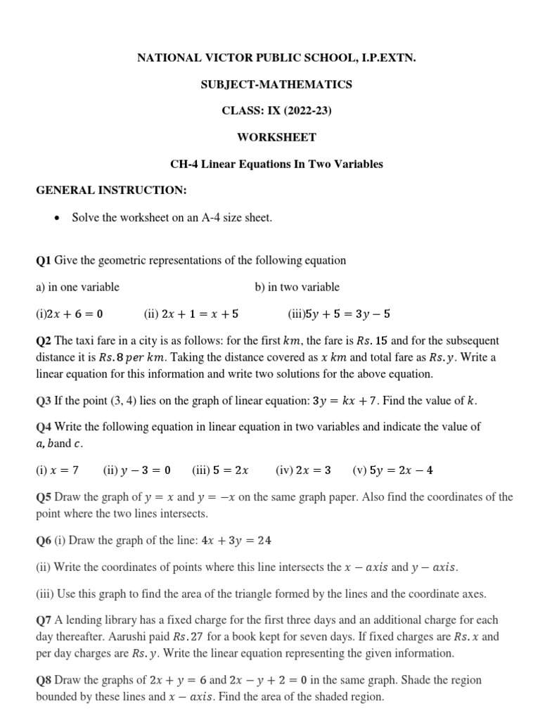 Class 9 CH-4 Worksheet | PDF