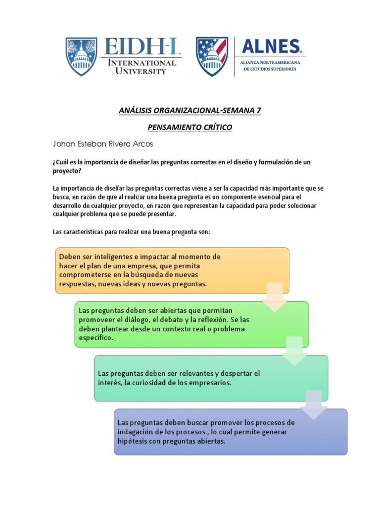 Deber Johan Rivera - Análisis Organizacional - Semana 7 - Pensamiento Crítico | PDF ...