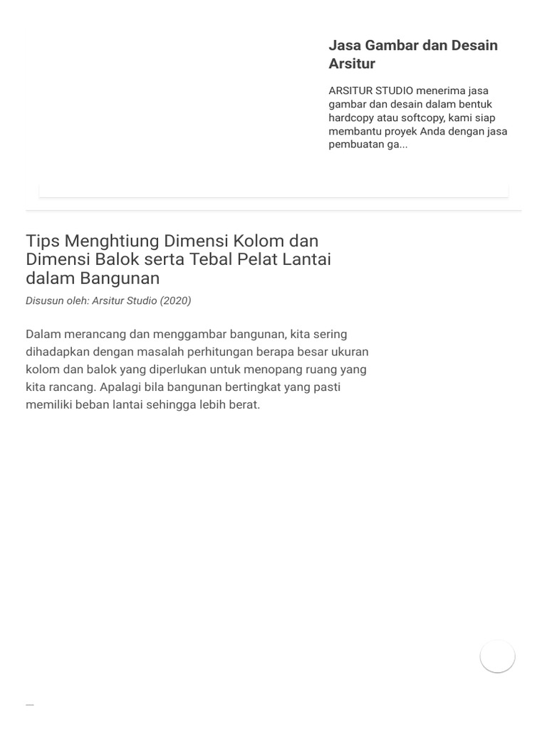Tips Menghtiung Dimensi Kolom Dan Dimensi Balok Serta Tebal Pela | PDF