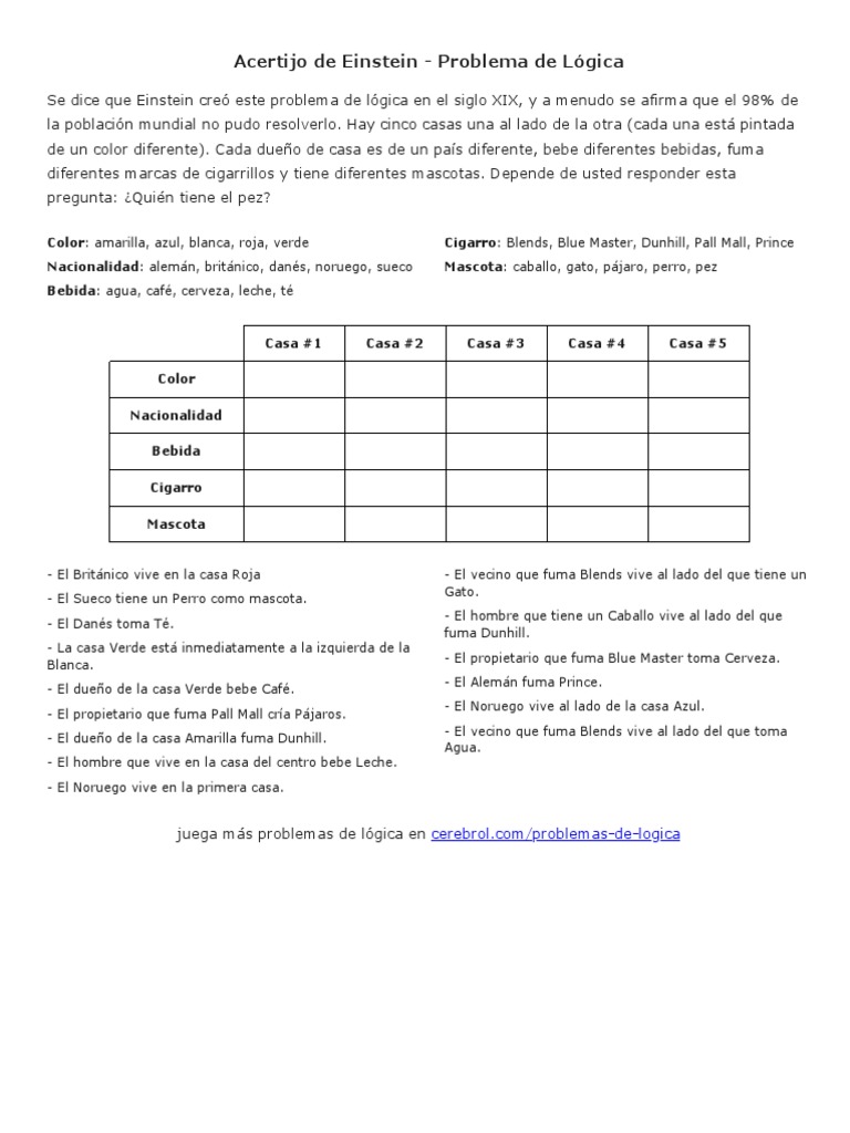 Acertijo de Einstein | PDF