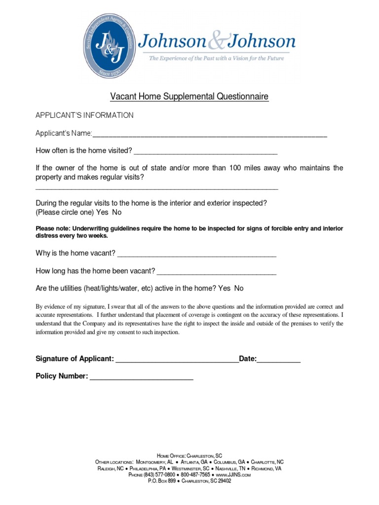 Vacant Home Supplemental Questionnaire PDF | PDF