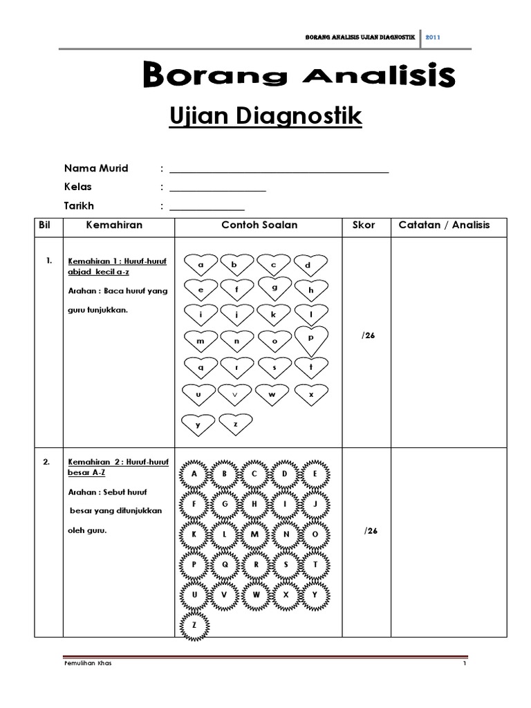 Borang Analisis Ujian Diagnostik | PDF