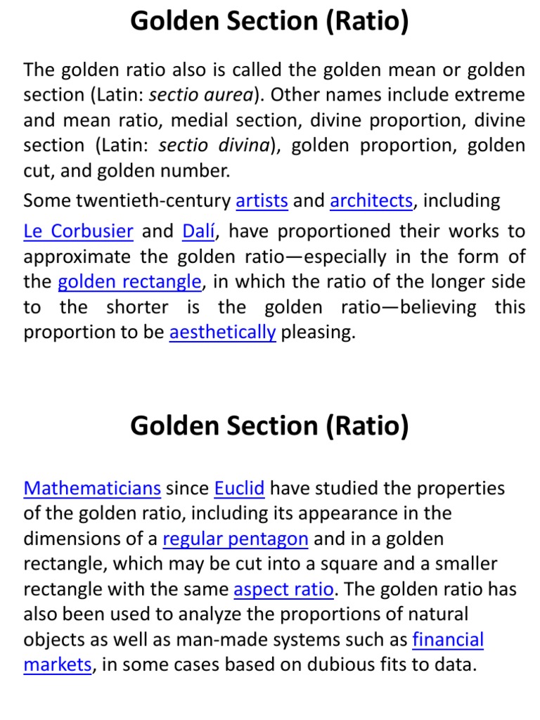 Golden Section (Ratio) | PDF | Mathematics | Geometry