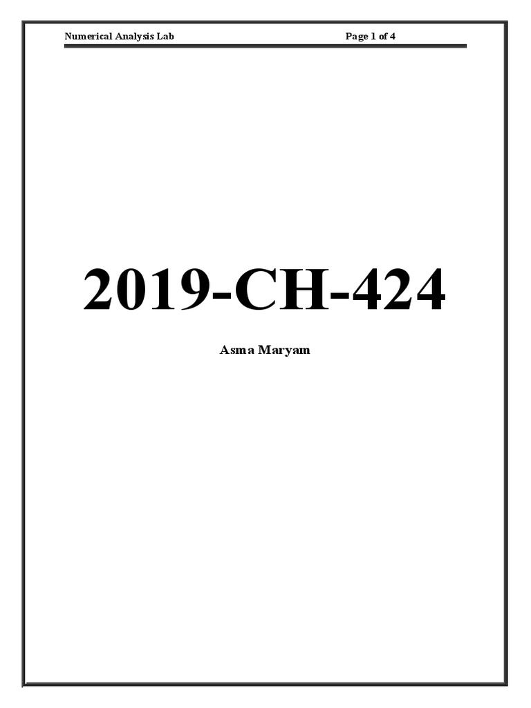 Asma Maryam: Numerical Analysis Lab Page 1 of 4 | PDF | Control Flow | Matlab