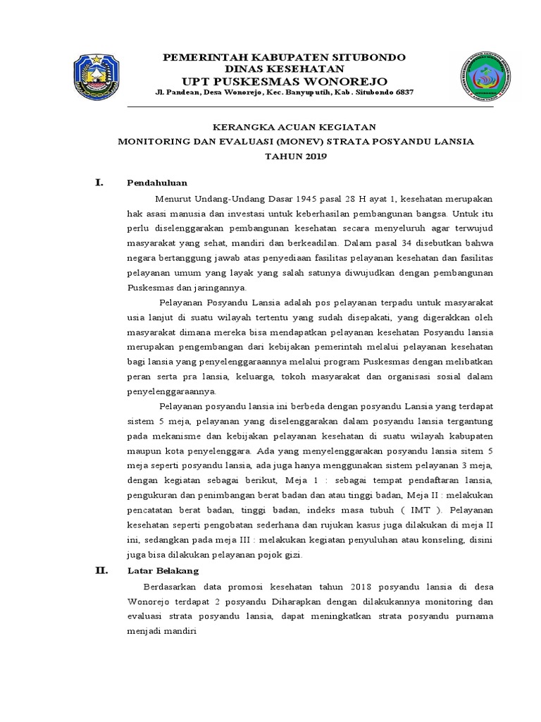 KAK Strata Posyandu Lansia | PDF