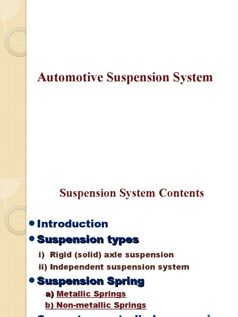 Types of Automotive Suspension Systems | PDF | Axle | Automotive Industry