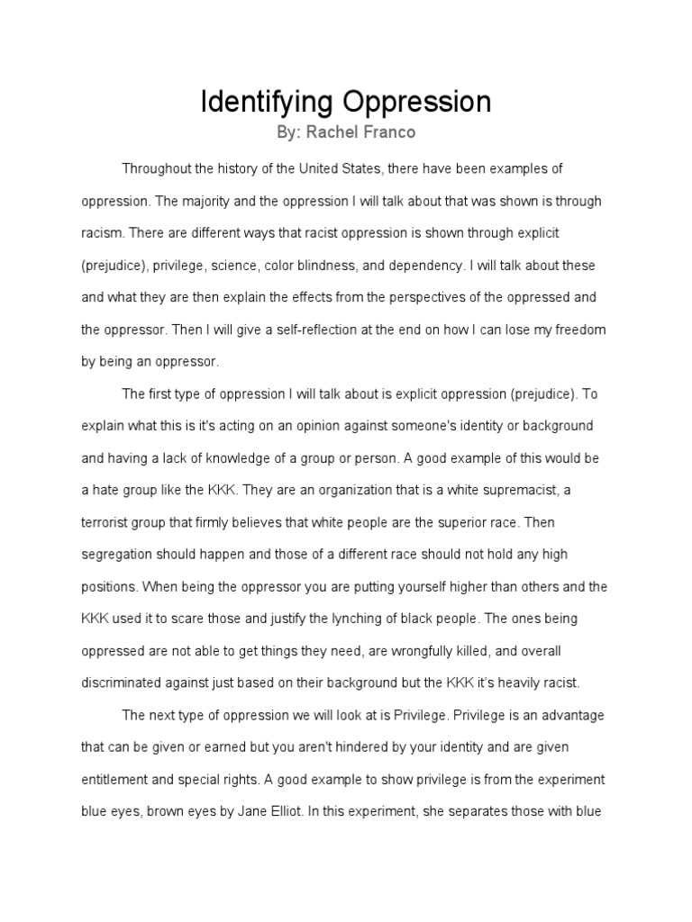 Types of Oppression | PDF | Discrimination & Race Relations | Racism