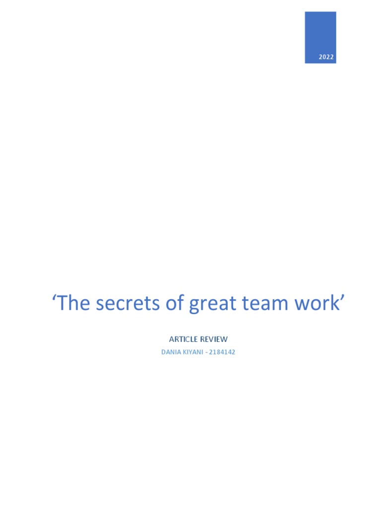 The Secrets of Great Team Work - HR | PDF | Goal | Mindset