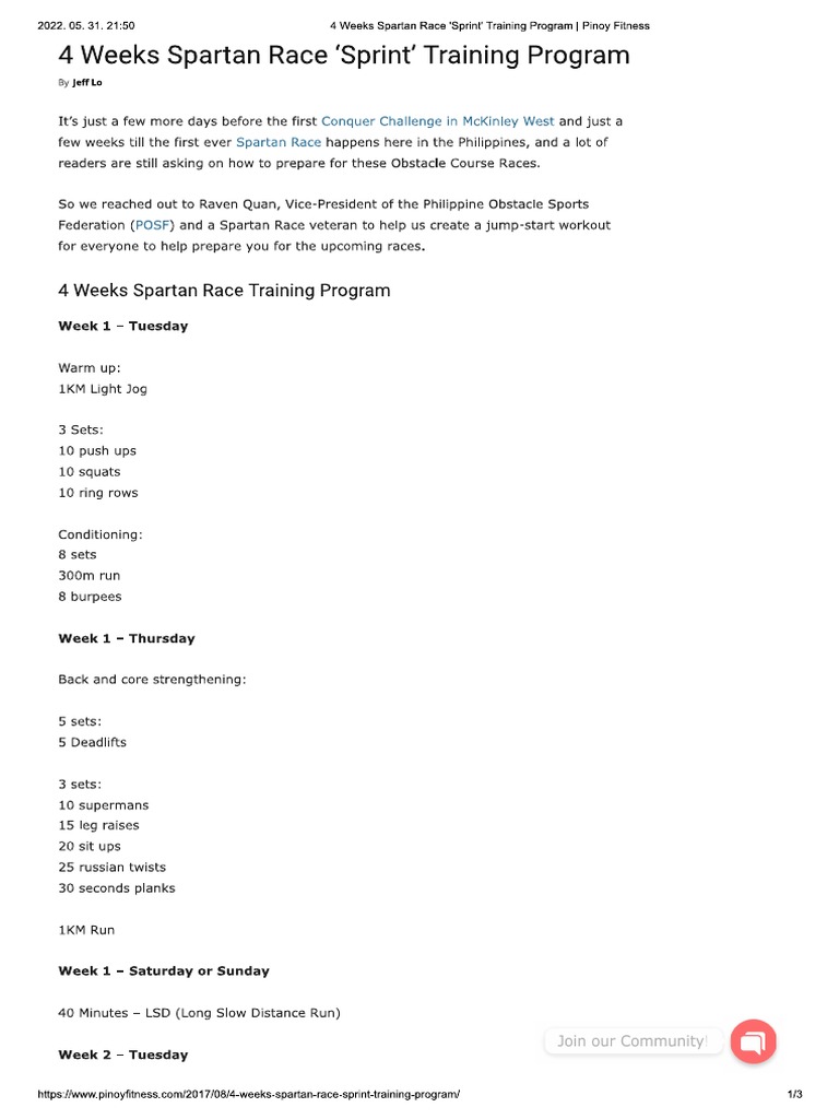 Spartan 4 Week Program | PDF