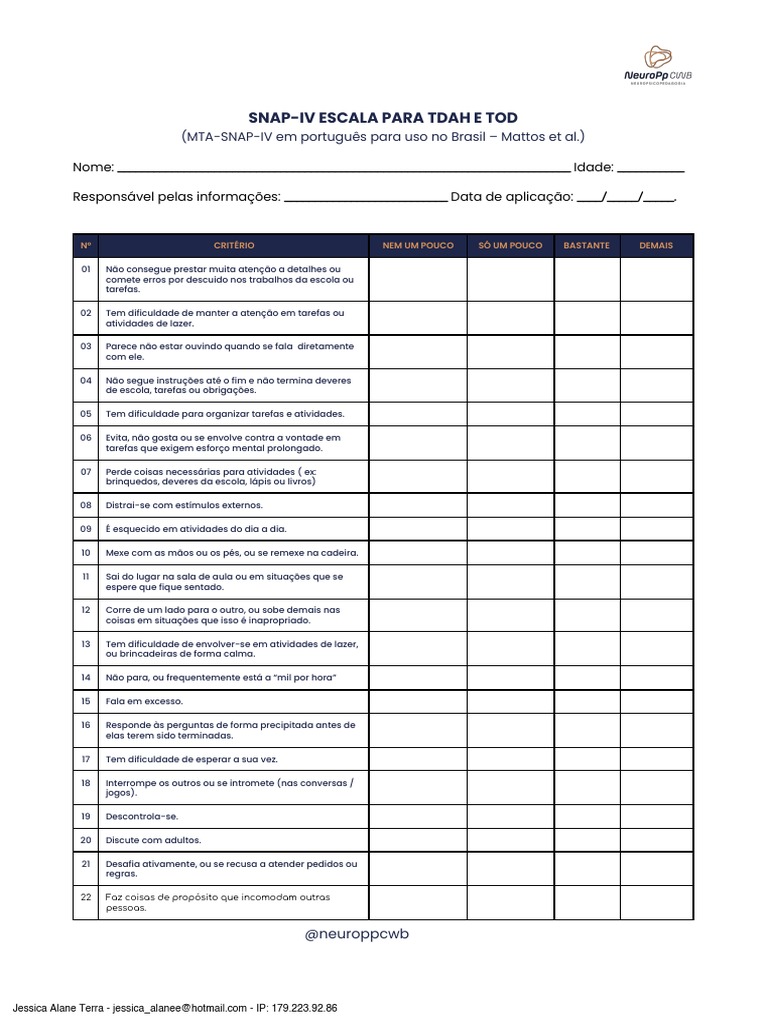 Snap Iv Tdah Tod | PDF