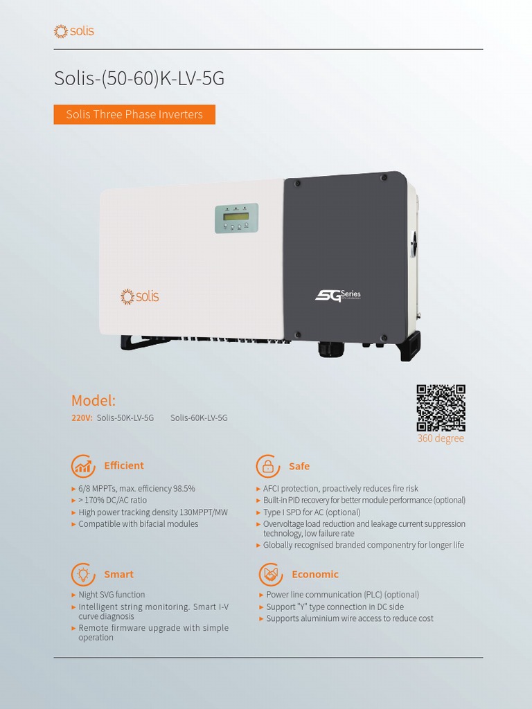 Datasheet - Solis (50 60) K LV 5G | PDF | Alternating Current ...