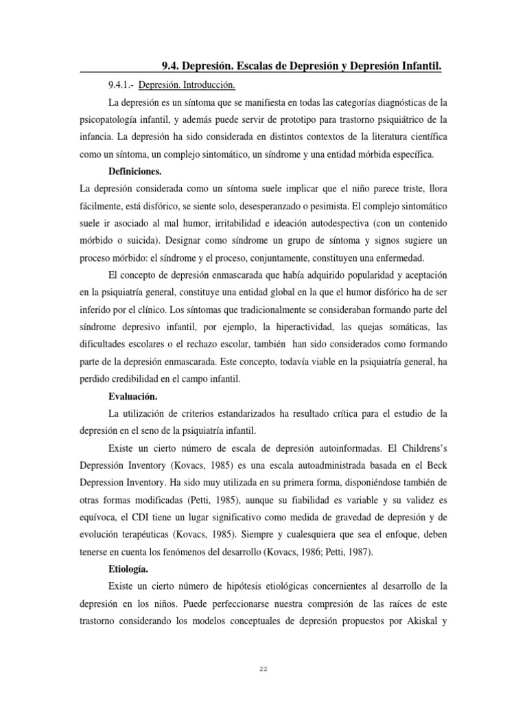 CDI Cuestionario de Depresion Infantil Adaptación Casullo 1995 | PDF ...