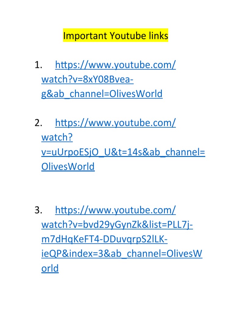 11.important Youtube Links | PDF