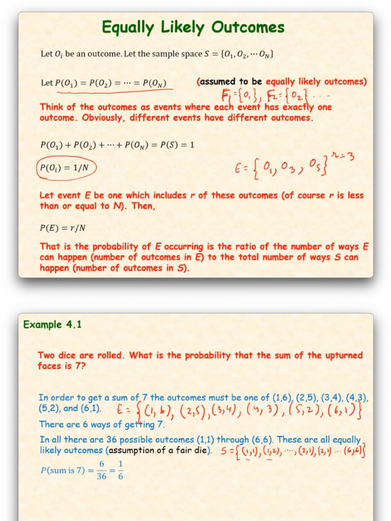 Equally Likely Outcomes: Assumed To Be | PDF | Probability ...