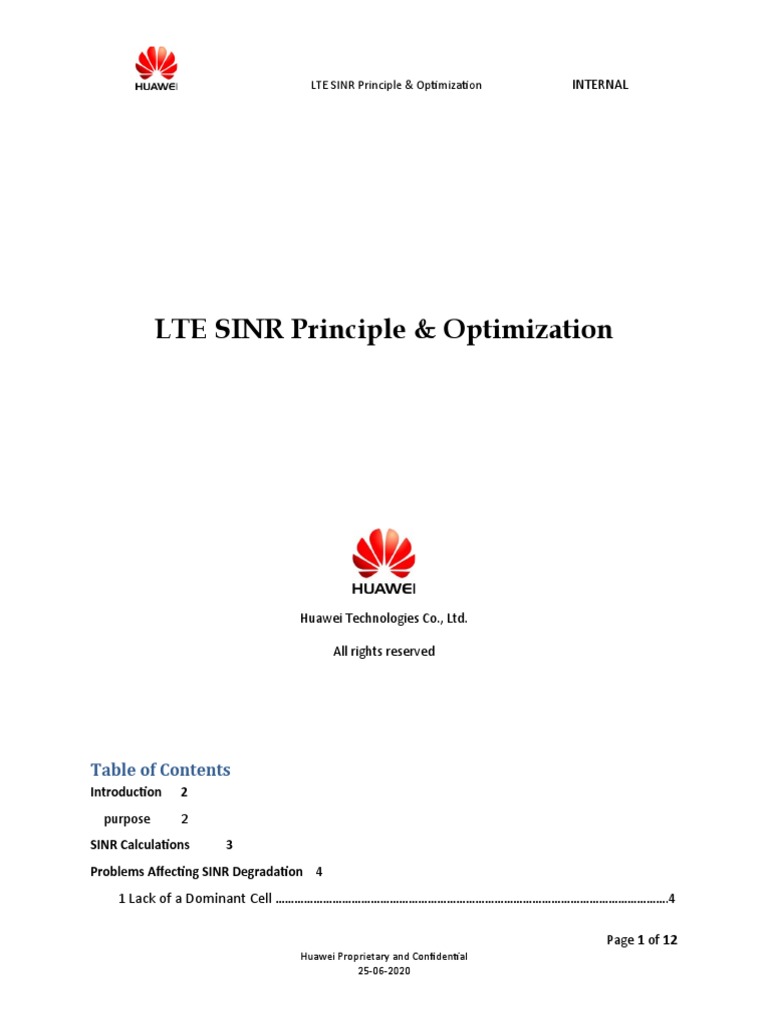 LTE SINR Principle & Optimization | PDF | Lte (Telecommunication) | Communication