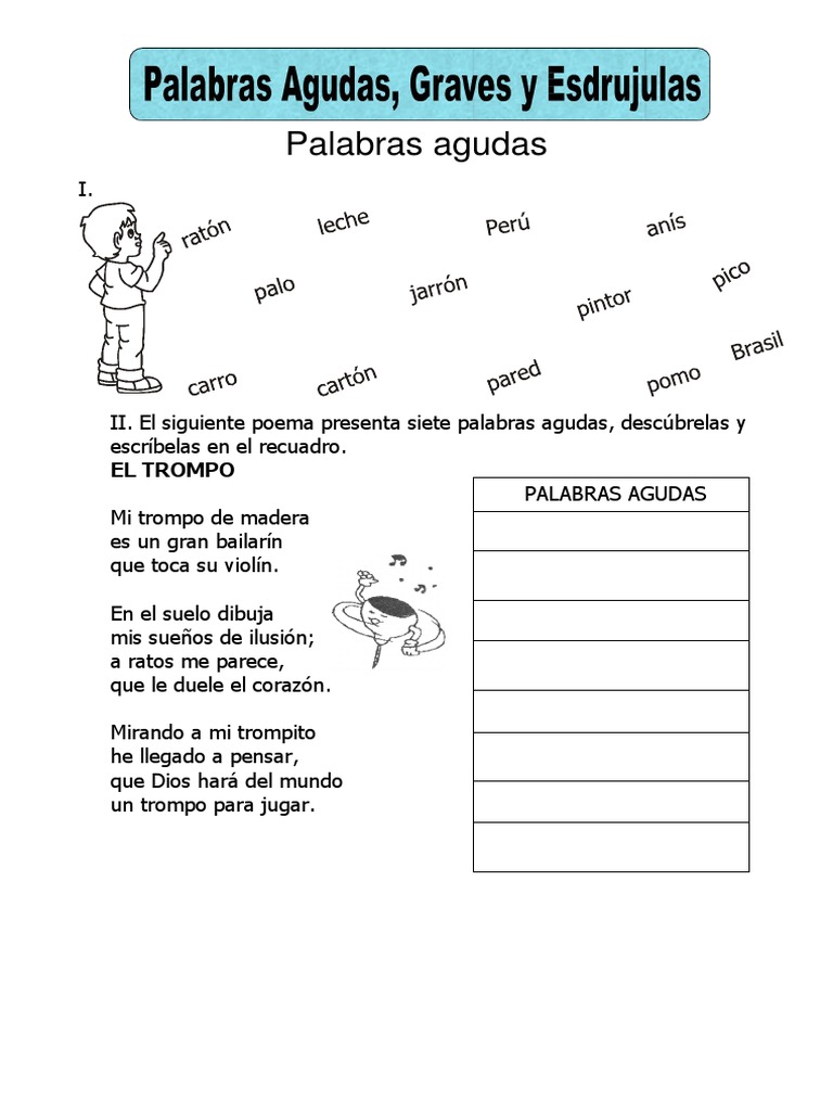 Actividad de Palabras Agudas Graves y Esdrujulas | PDF | Estrés ...