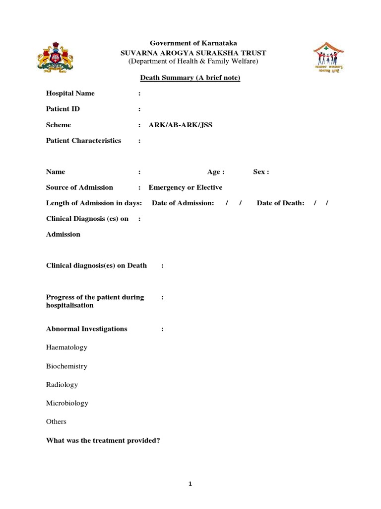 Mortality & Death Audit Formats | PDF | Patient | Hospital
