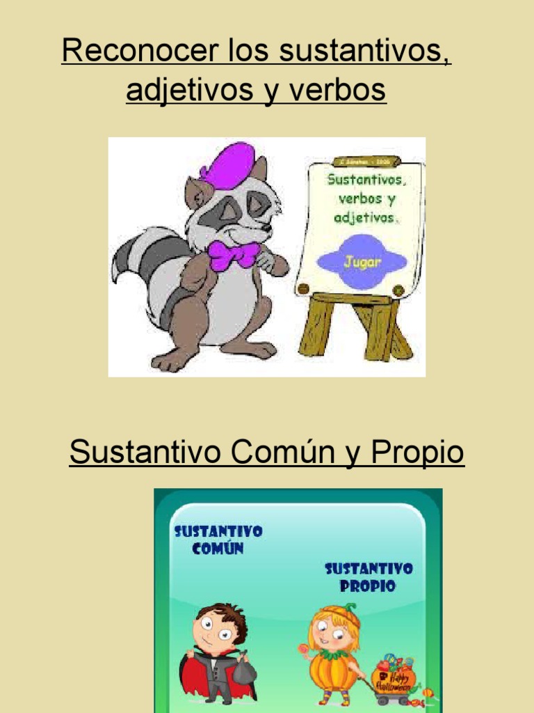 Reconocer Sustantivos, Adjetivos y Verbos | PDF
