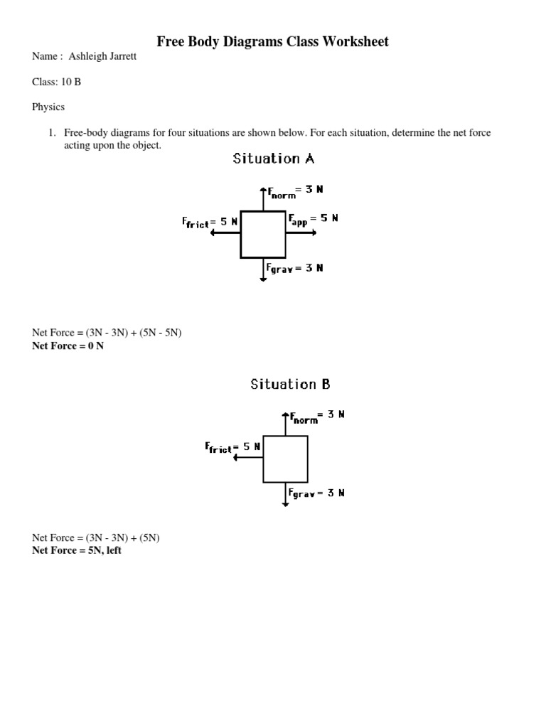Free Body Diagrams Practice Worksheet | PDF | Force | Weight