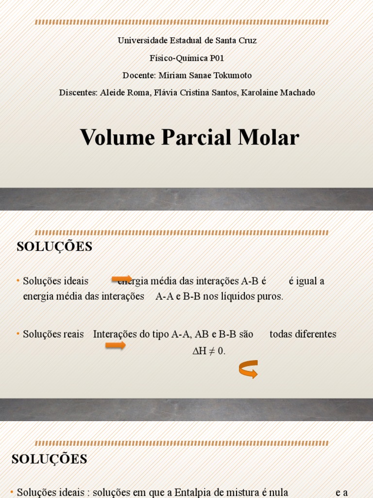 Volume Parcial Molar 1 | PDF | Equações | Mol (unidade)