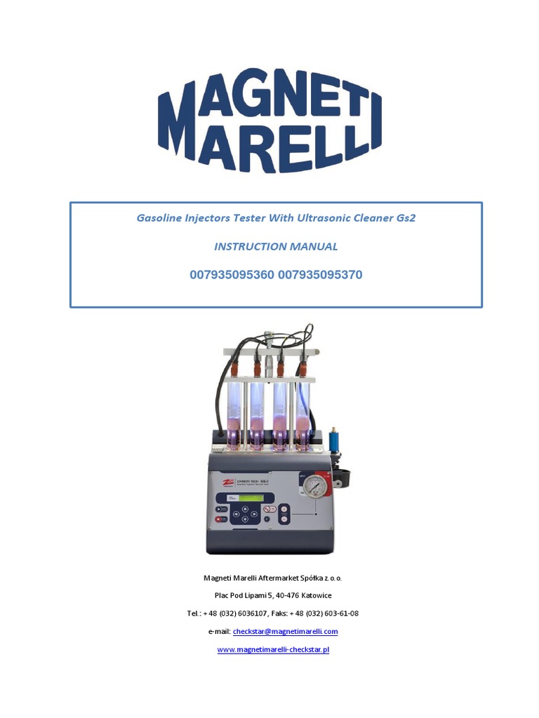 Magneti Marelli 007935095370 - (Manual) - Gasoline Injectors Tester ...