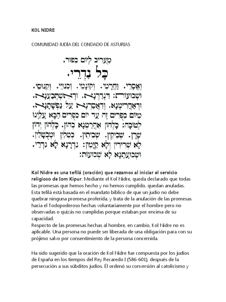 Historia y Significado del Kol Nidre | PDF | Judios | Oración