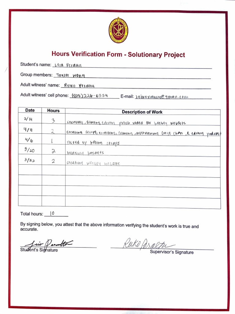 Hours Verification Form | PDF