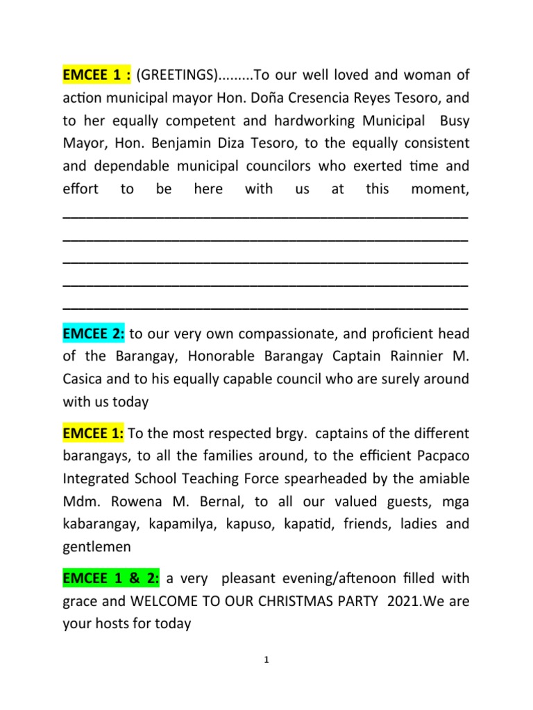 Christmast Party Script | PDF