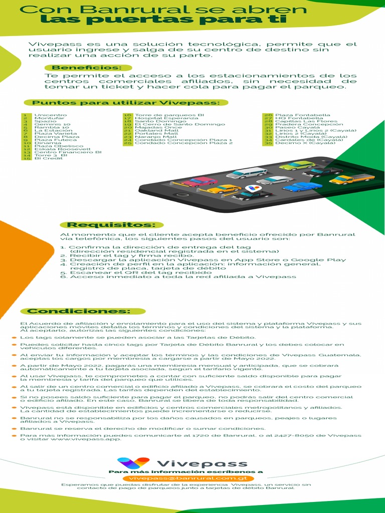 Información Vivepass-Website | PDF | Aplicación movil | Tarjeta de débito