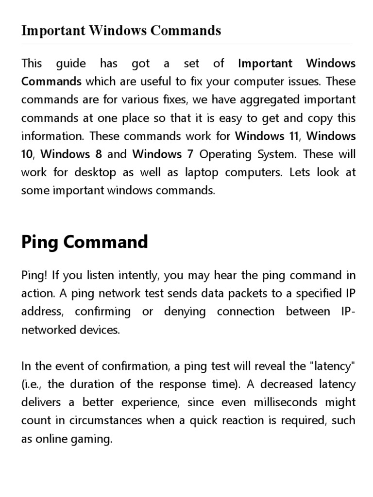 Hows - Tech - Important Windows Commands | PDF | Microsoft Windows | Computer Network