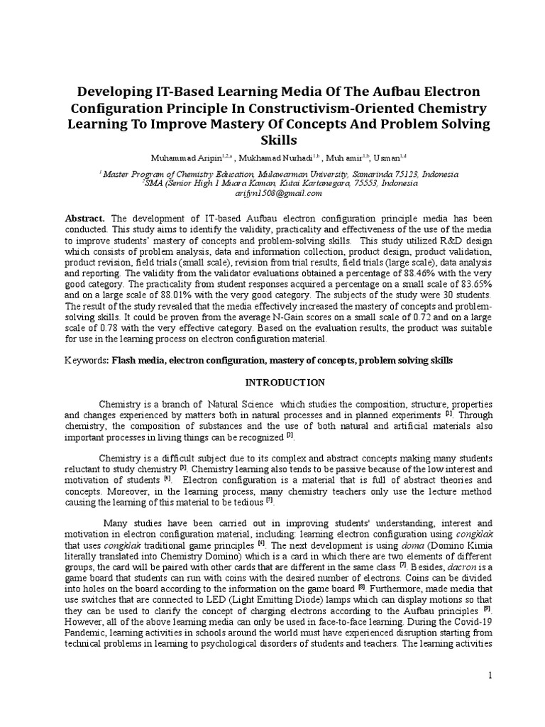 Developing It-Based Media of Aufbau Electron Configuration Principles in Constructivism-Oriented ...