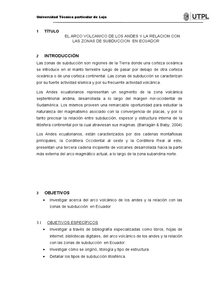 Arco Volcánico y Subducción en Ecuador | PDF | Andes | Falla (geología)