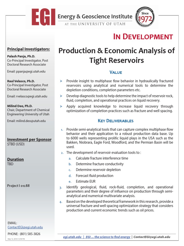In Development: Production & Economic Analysis of Tight Reservoirs ...