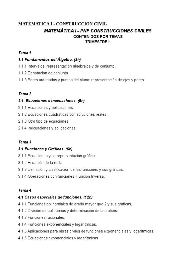 Matematica I - Construccion Civil | PDF | Integral | Derivado