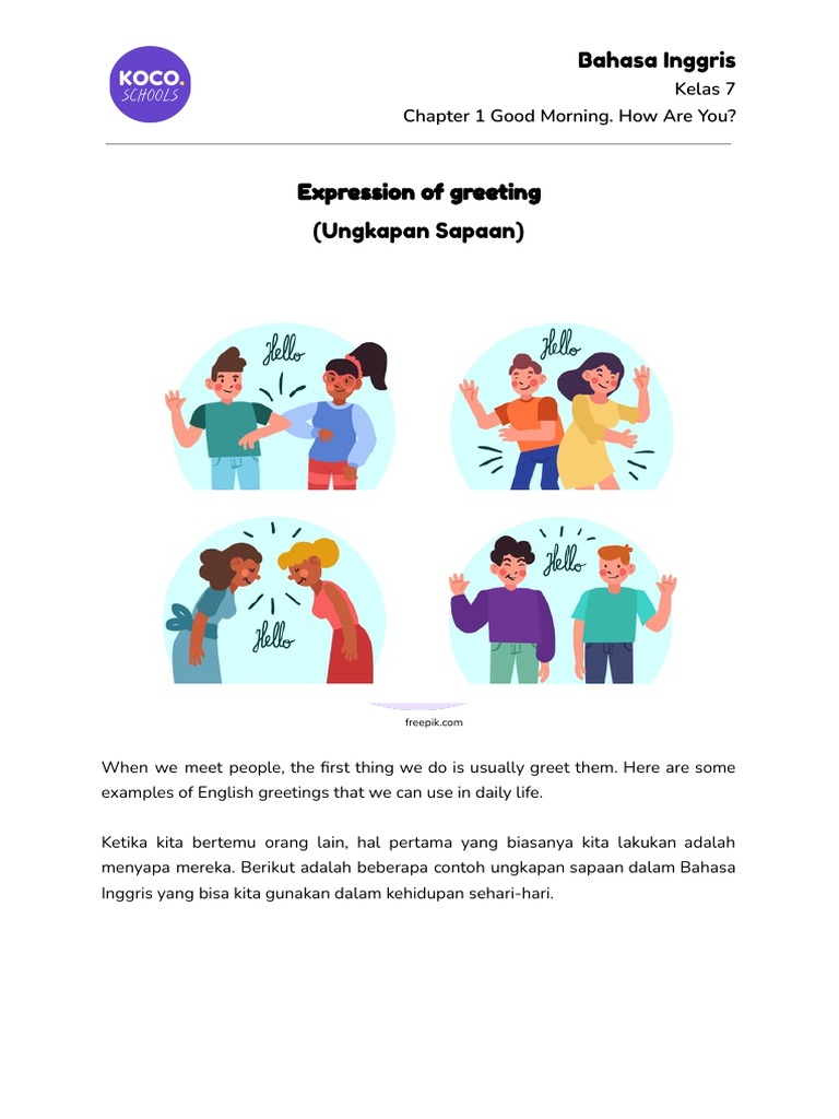 Revision Note - Bahasa Inggris Kelas 7 - Good Morning. How Are You | PDF