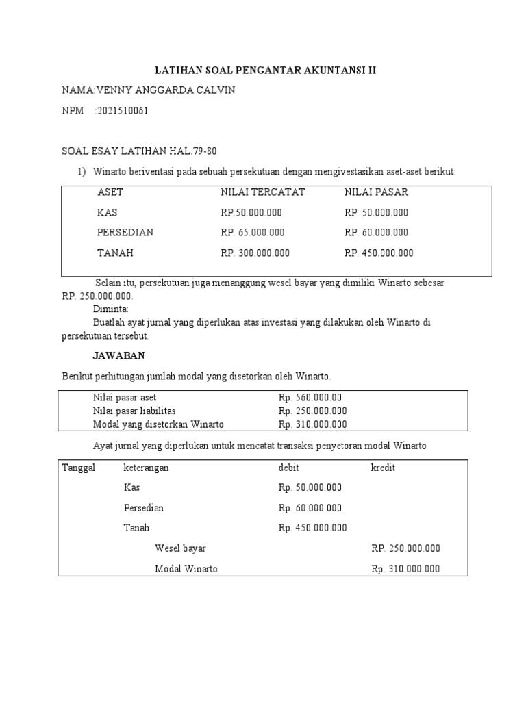 Latihan Soal Pengantar Akuntansi II | PDF | Hukum | Griya & Taman