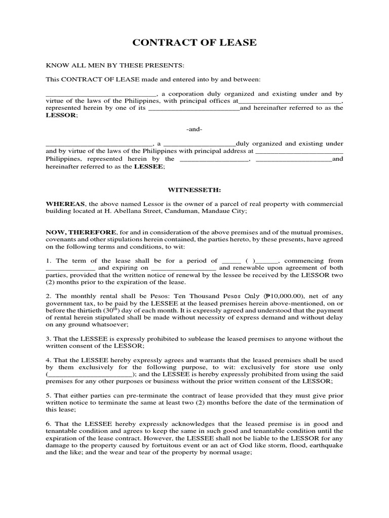 Contract of Lease-Corporate | PDF | Lease | Contract Law