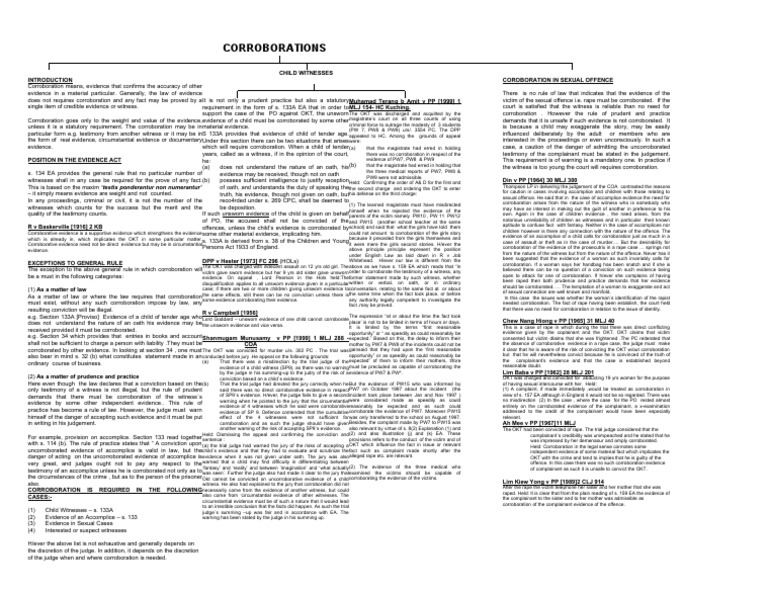 Corroboration | Evidence (Law) | Witness