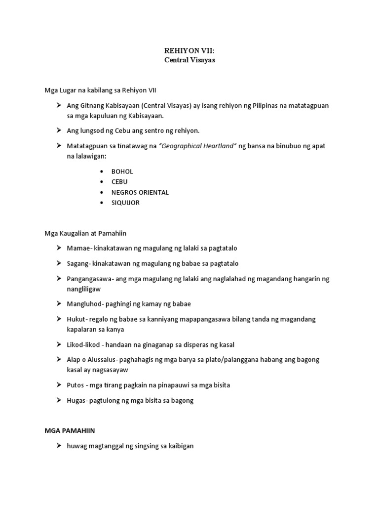 REHIYON VII Central Visayas | PDF