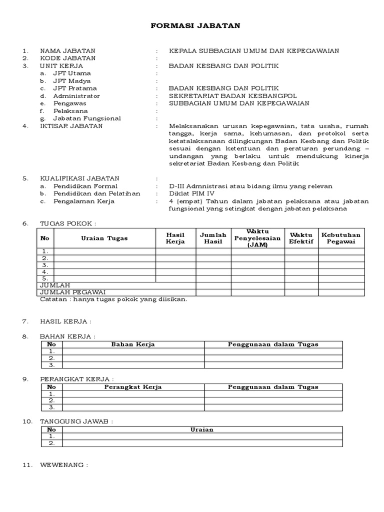 Format Anjab 2021 | PDF