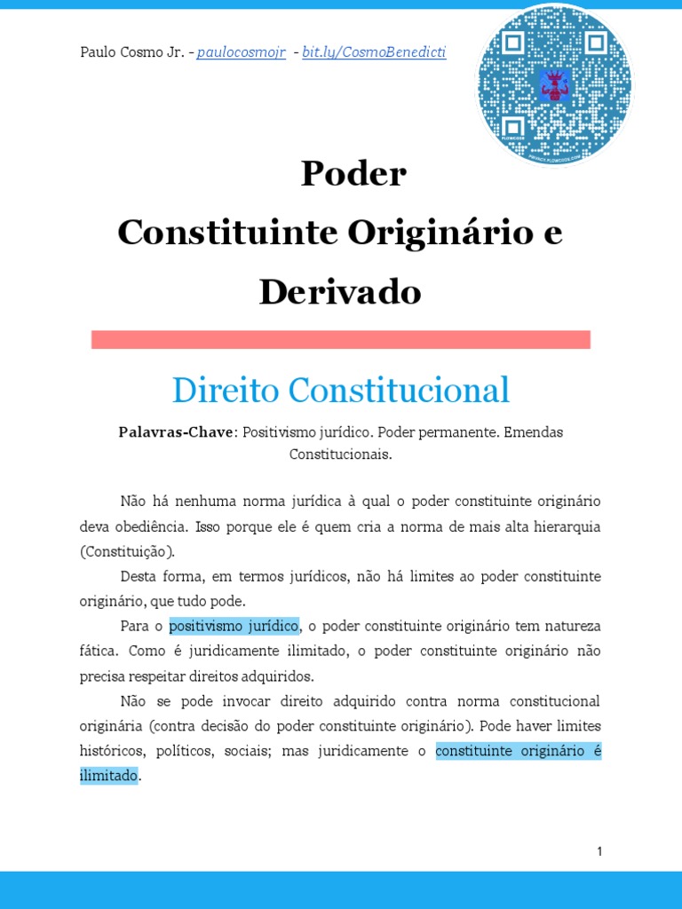 Poder Constituinte Originário e Derivado | PDF