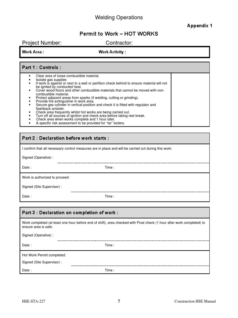 Hot Work Permit | PDF