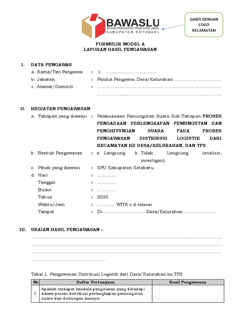 FORM A Distribusi Logistik | PDF